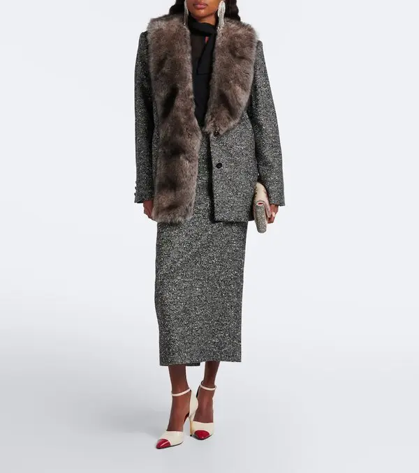 Valentino Garavani Shearling-trimmed Wool-blend Blazer
