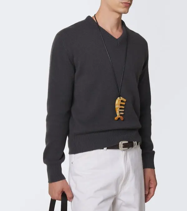 LEMAIRE Gua Sha Leather Necklace With Jasper