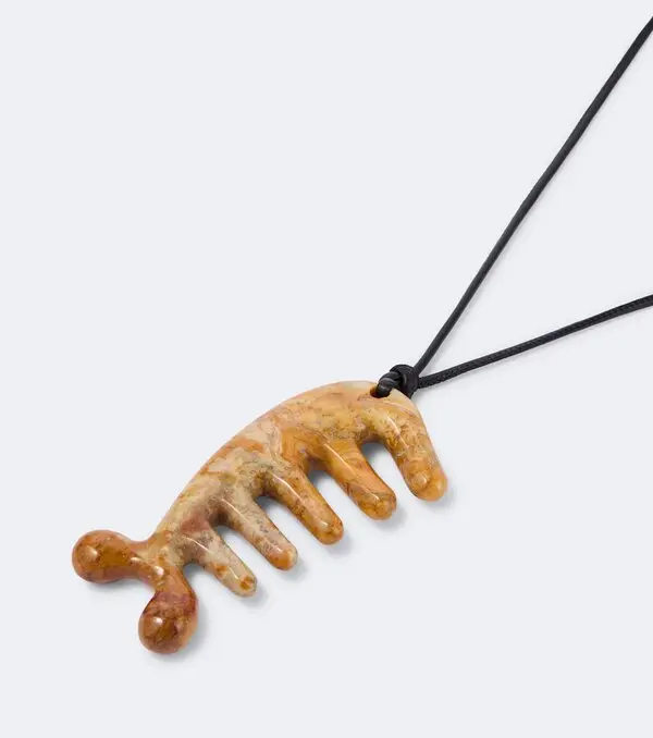 LEMAIRE Gua Sha Leather Necklace With Jasper