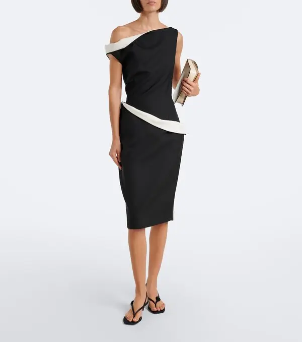 RÓHE Paneled One-shoulder Midi Dress