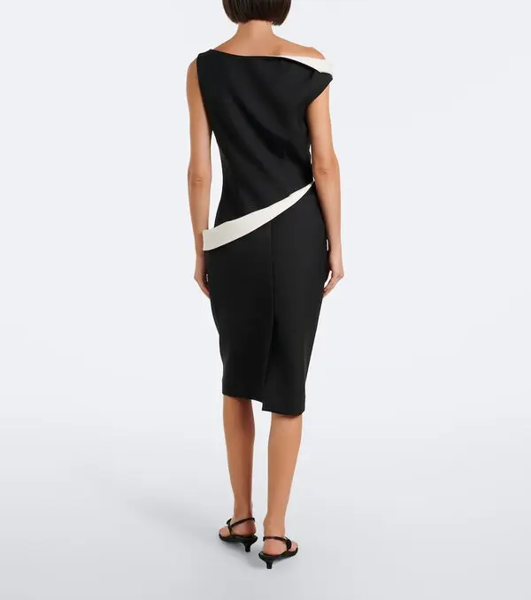 RÓHE Paneled One-shoulder Midi Dress