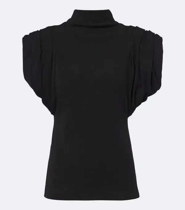 MUGLER High-neck Wool-blend Top - Black