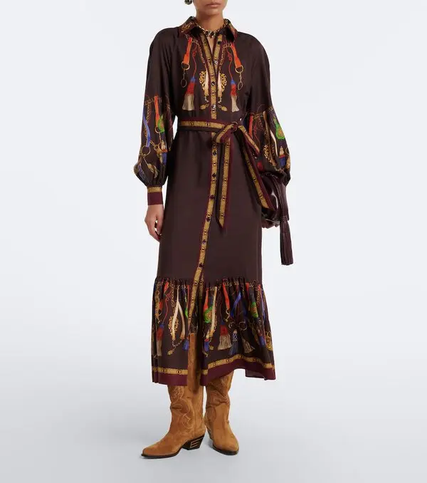 Etro Printed Wool And Silk-blend Shirt Dress