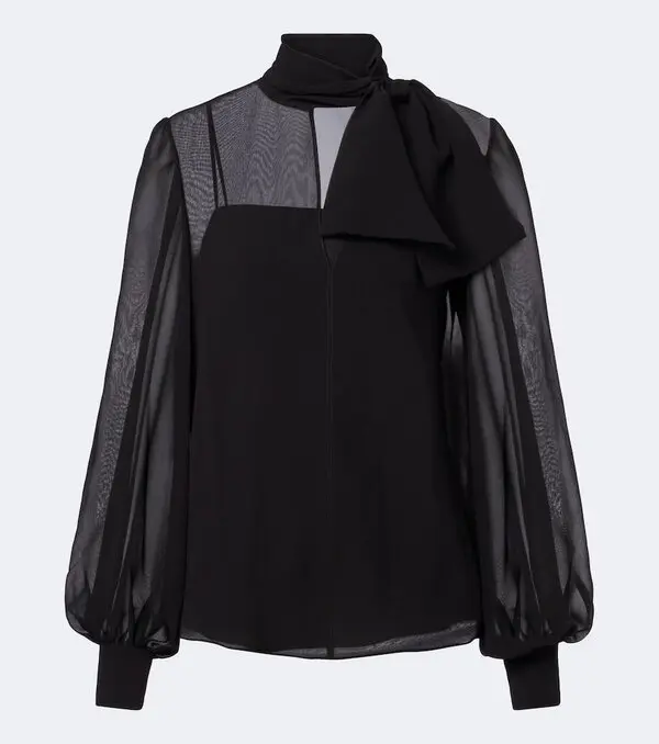 Valentino Garavani Silk-blend Chiffon Blouse - Black