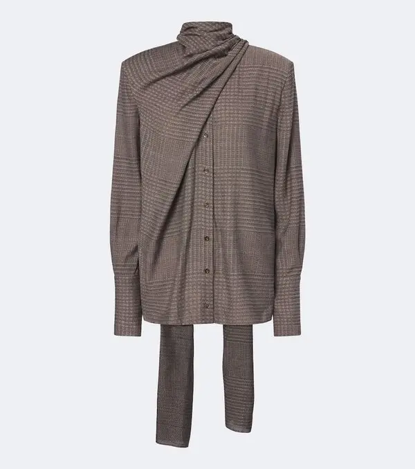 MUGLER Scarf-detail Blouse - Brown