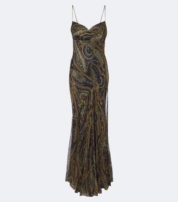 Etro Paisley Silk-blend Chiffon Gown - Multicoloured
