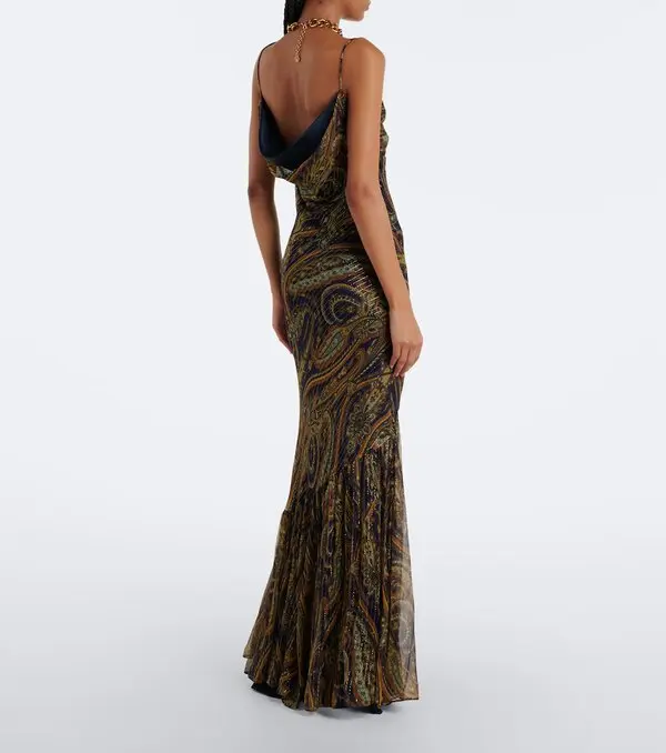 Etro Paisley Silk-blend Chiffon Gown