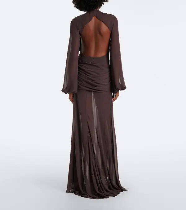 DE LA VALI Fiorela Chiffon Maxi Dress