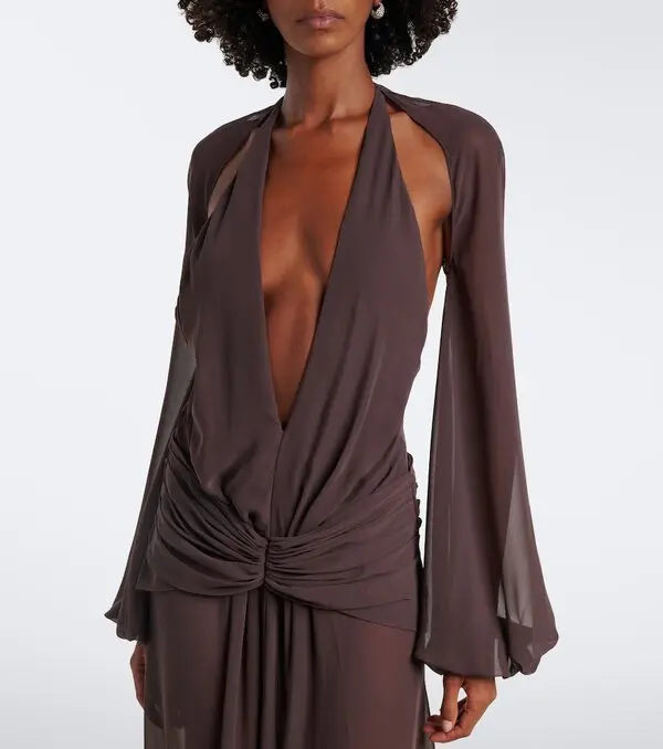 DE LA VALI Fiorela Chiffon Maxi Dress