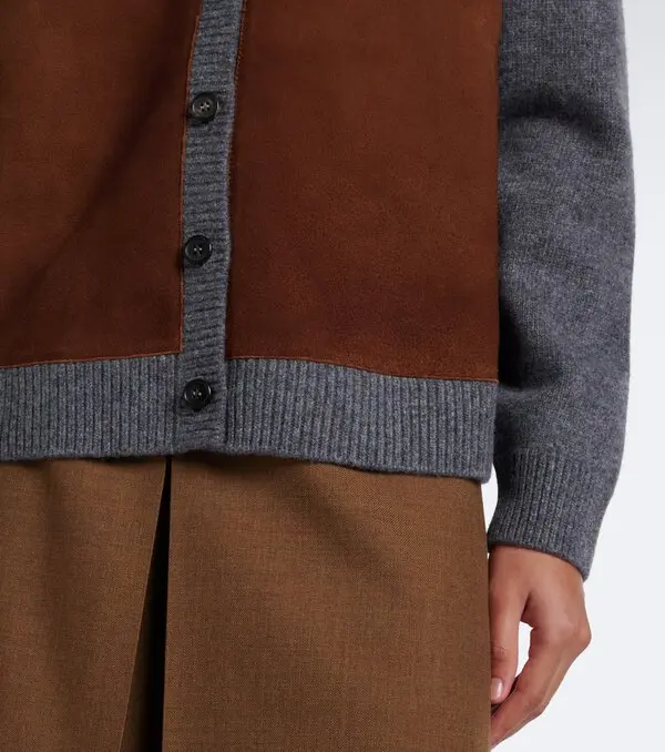Prada Suede-trimmed Virgin Wool Cardigan