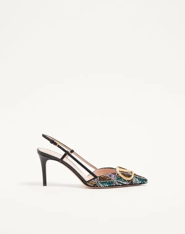 Valentino Garavani Vlogo Signature Slingback Pumps With Embroidery 80mm - Multicolour