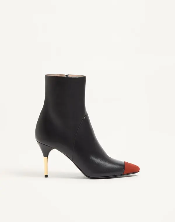 Valentino Garavani Sinead Ankle Boot In Nappa And Suede 85mm - Black/rust