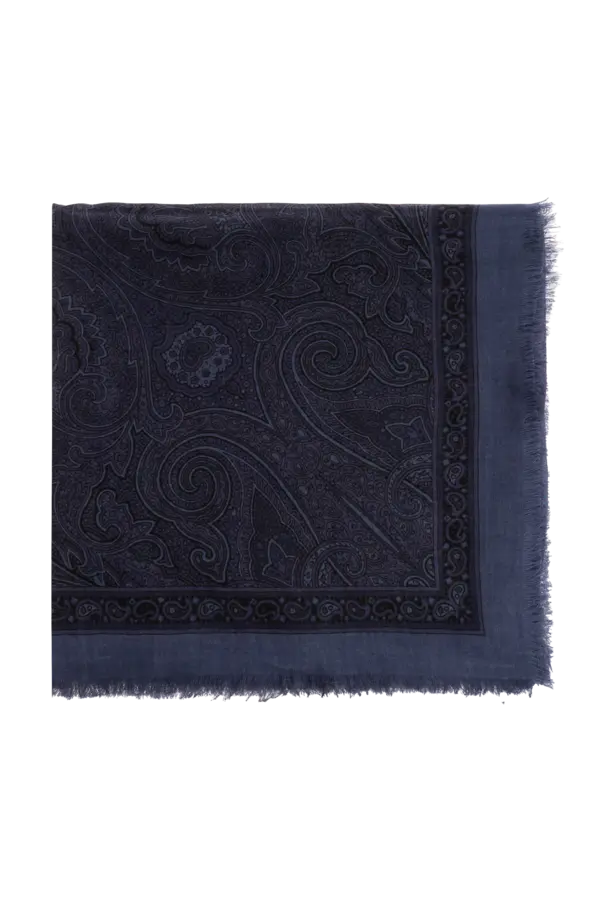 Etro Scarf With Raw Edge - Navy Blue
