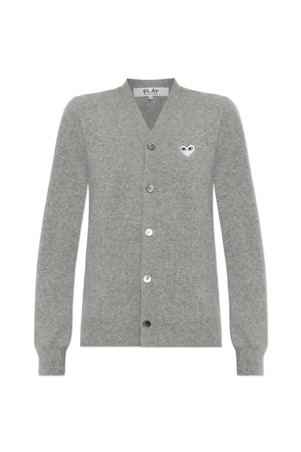 Play Comme Des Garcon Wool Cardigan With Logo Patch