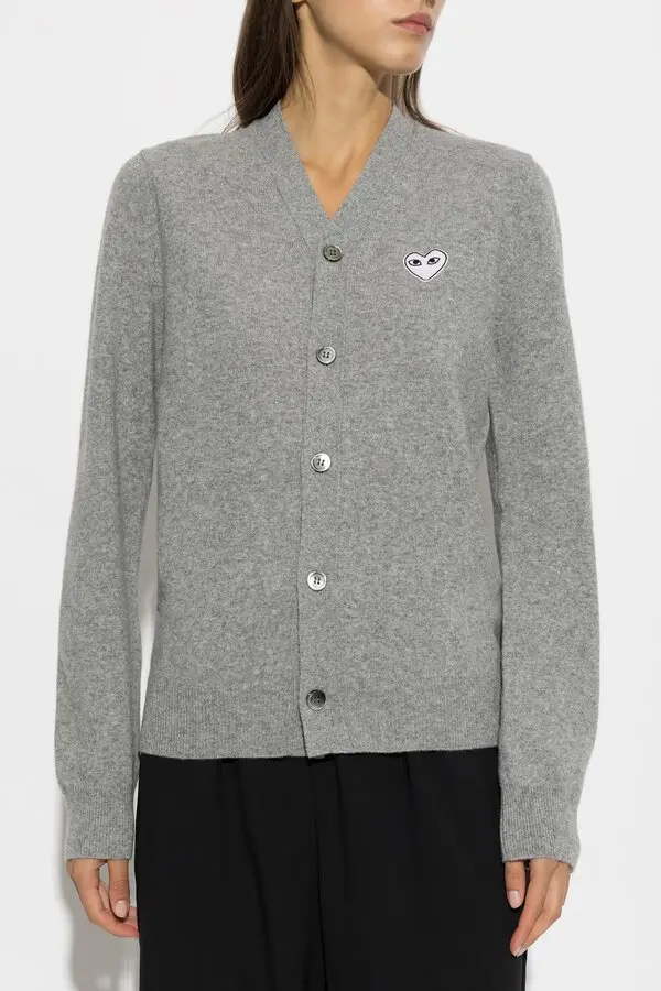 Play Comme Des Garcon Wool Cardigan With Logo Patch