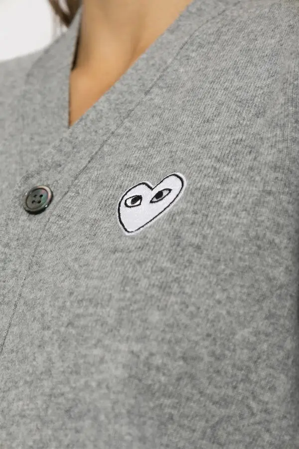 Play Comme Des Garcon Wool Cardigan With Logo Patch