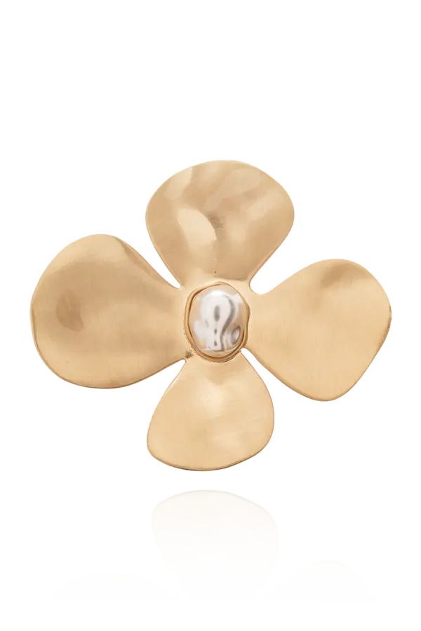 Cult Gaia Lucky Clip-on Flower Earrings With Faux Pearl Accent