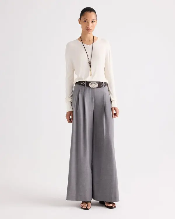 TWP Second Skin V Sweater In Viscose Silk - Ivory