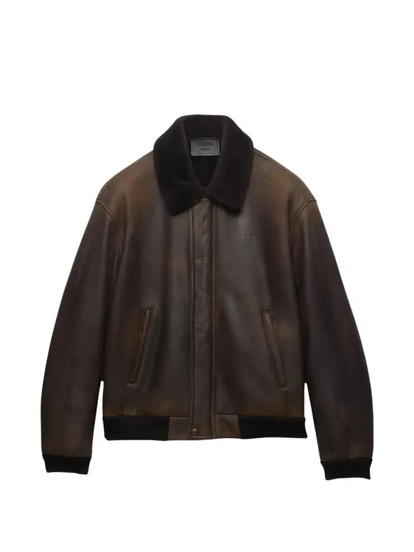 Prada Shearling Leather Jacket - Brown