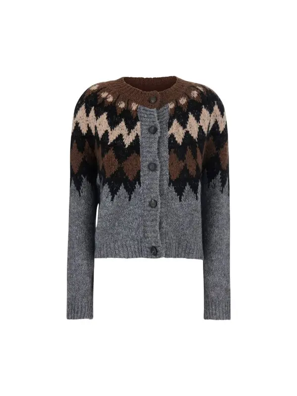 TELA Eiko Knit Cardigan With Pattern - Multi