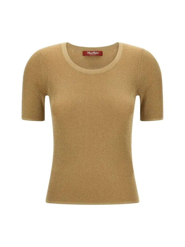 Max Mara Short Sleeve Knit Top Mstsequoia - Metallic