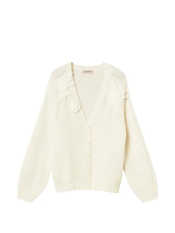 TWINSET Cardigan With Crochet Flowers - White