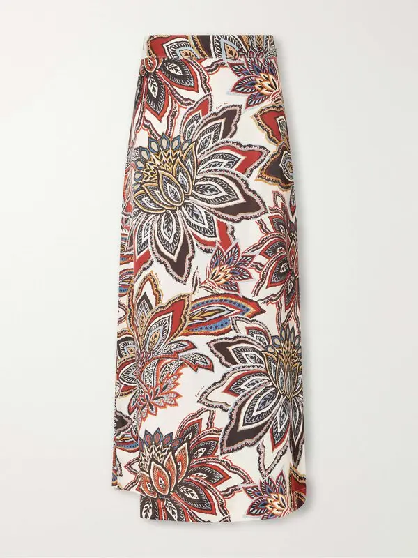 Farm Rio Floral-print Satin Maxi Skirt - Multi