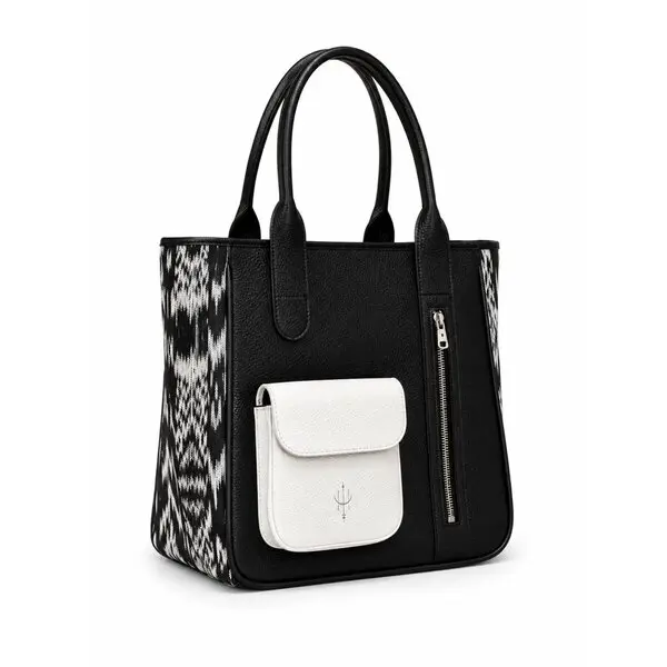 BELLA SOUL Black / White Cuero Tote Belize