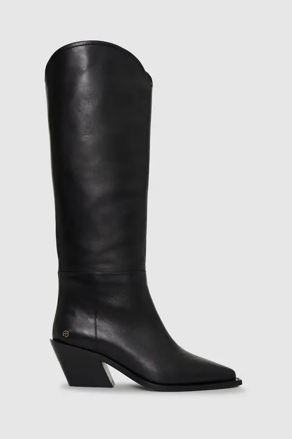 ANINE BING Tall Tania Soft Boots Smooth Leather - Black