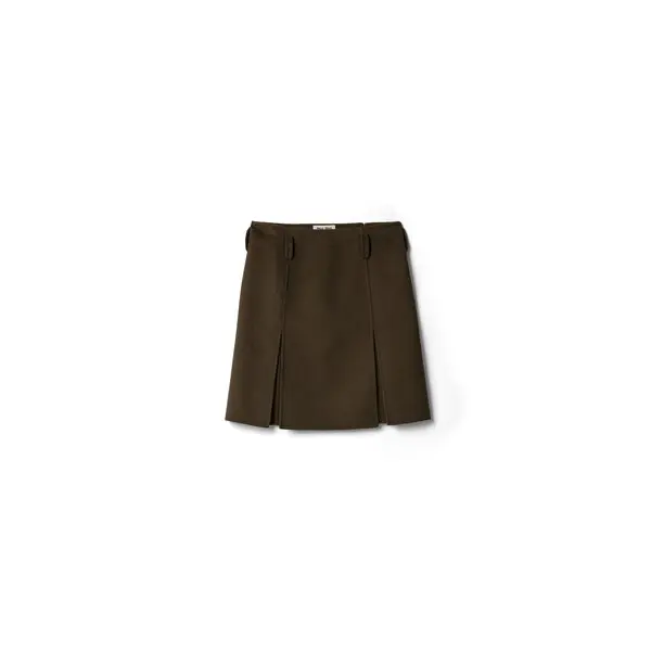 Miu Miu Double Cashmere And Wool Flared Skirt - Selva Green