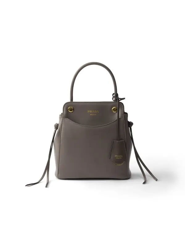 Prada Carry Leather Mini Handbag - Grey