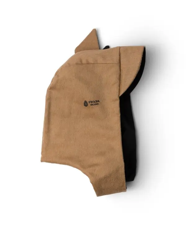 Prada Reversible Re-nylon And Camel-hair Hooded Scarf