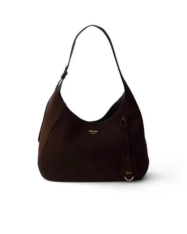 Prada Boogie Large Suede Bag - Brown