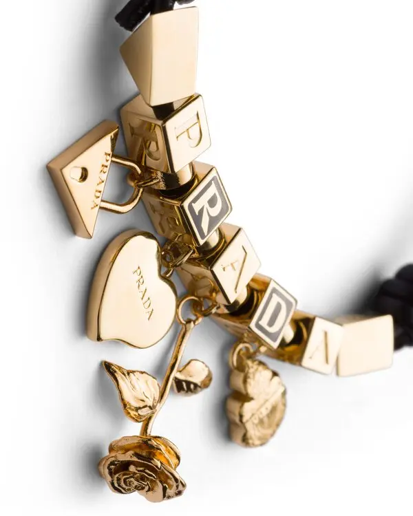 Prada Nappa Leather And Metal Bracelet