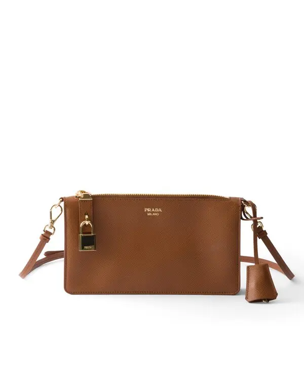 Prada Saffiano Leather Smartphone Pouch - Brown