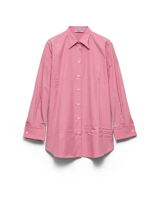 Prada Poplin Shirt With Embroidered Logo - Pink