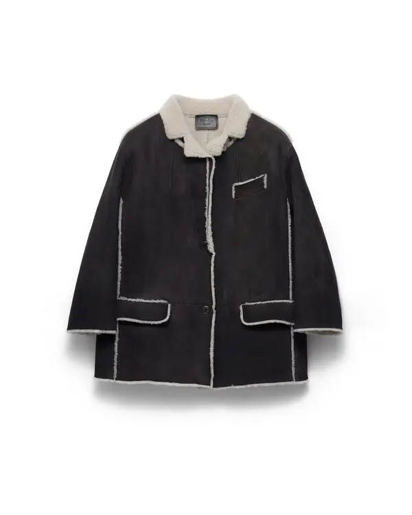 Prada Shearling Caban Jacket - Grey