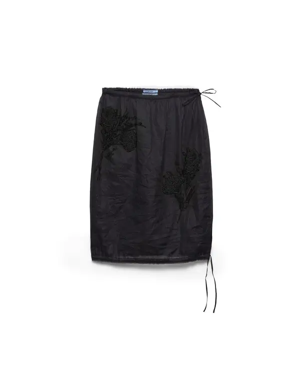 Prada Embroidered Organdy Midi-skirt