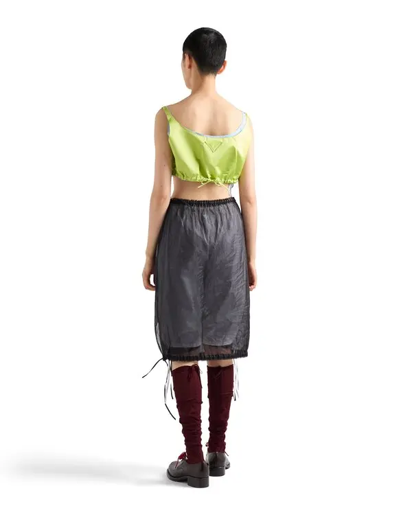 Prada Embroidered Organdy Midi-skirt