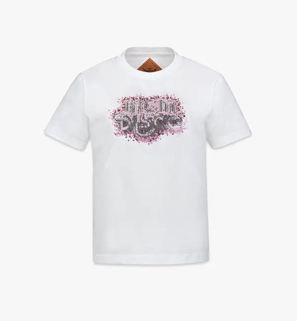 Mcm Disco Sequin Embellished Organic Cotton T-shirt - White