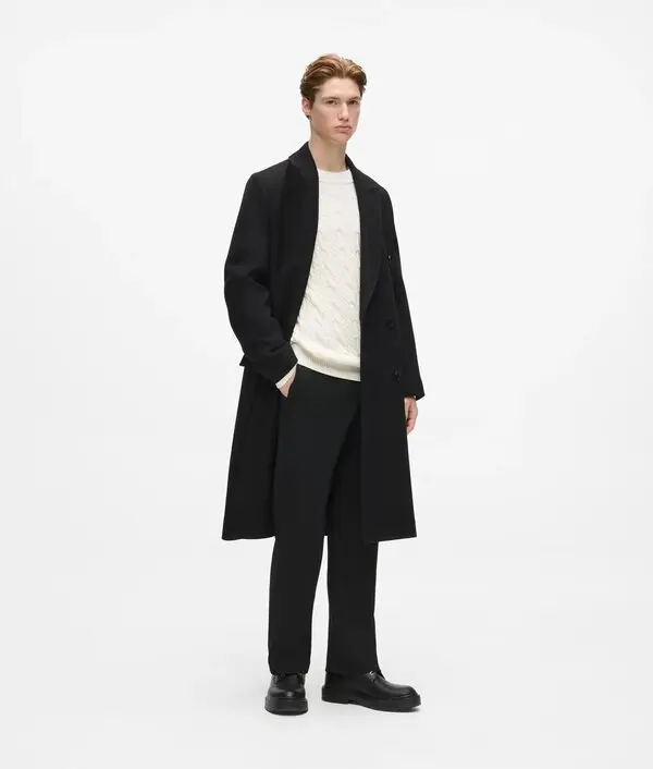 Karl Lagerfeld Wool-blend Long Coat - Black