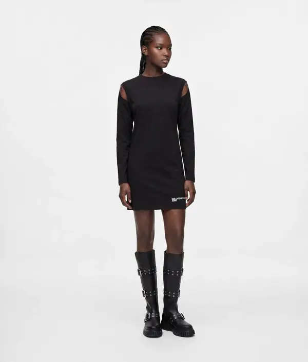 KL JEANS Cut-out Jersey Dress - Black