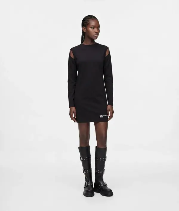 Karl Lagerfeld Cut-out Jersey Mini Dress - Black