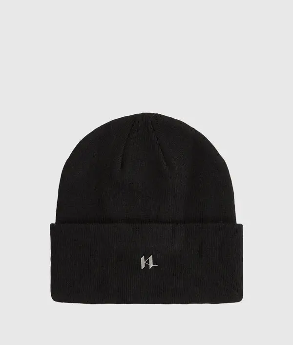 Karl Lagerfeld K/monogram Knit Beanie - Black
