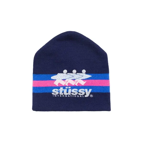 StÜssy Stripe Ski Beanie 'navy - Blue