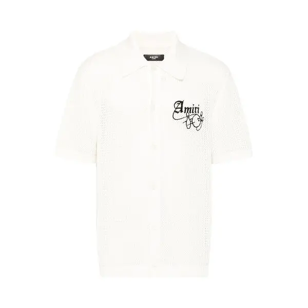 Amiri Bowling Crochet Polo Knitwear 'alabaster