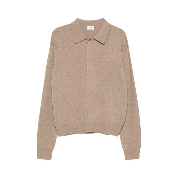 Saint Laurent Polo Manches Raglan Top 'taupe Chine