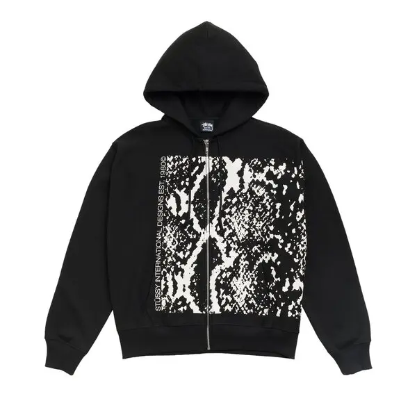 StÜssy Snakeskin Zip Hoodie - Black