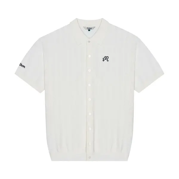 MALBON Crosscut Polo Shirt 'ivory