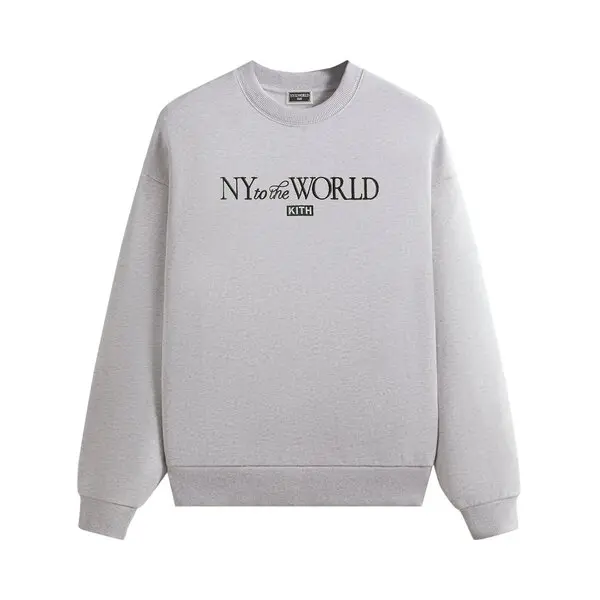 Kith Ny To The World Signature Nelson Crewneck 'light Heather - Grey